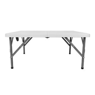 Techni Home 34" Square Folding Table, Height Adjustable Foldable Table with Easy-Carry Handle ...